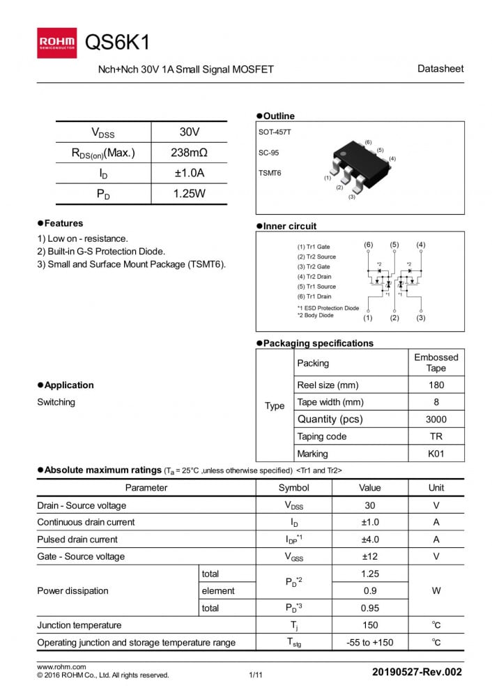 QS6K1TR technical document page 1