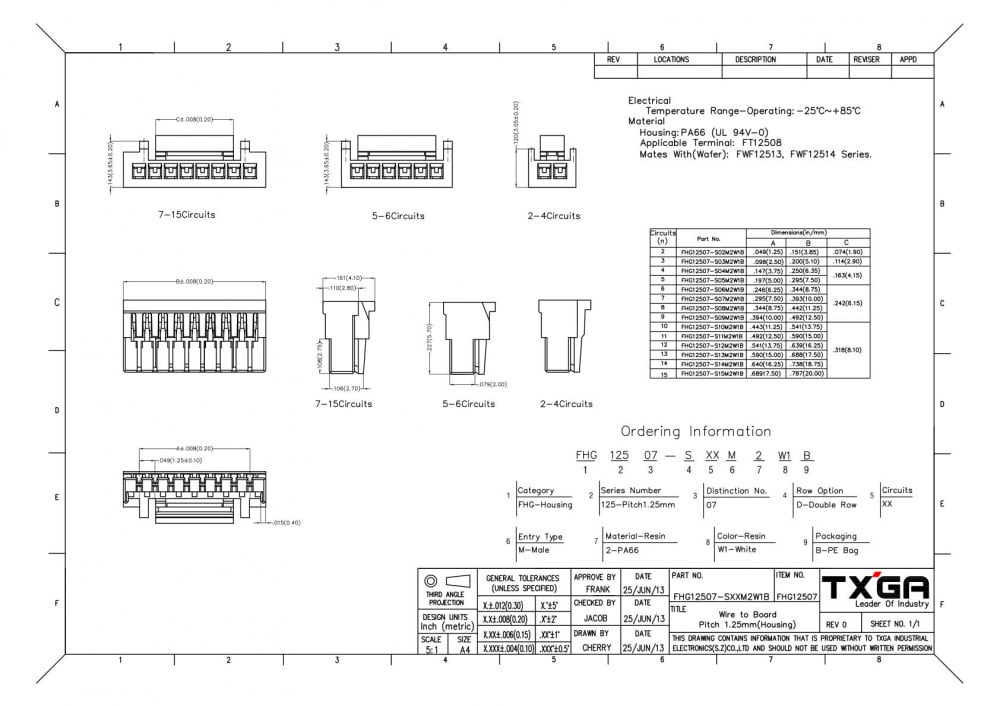 TXGA FHG12507-S09M2W1B technical document preview