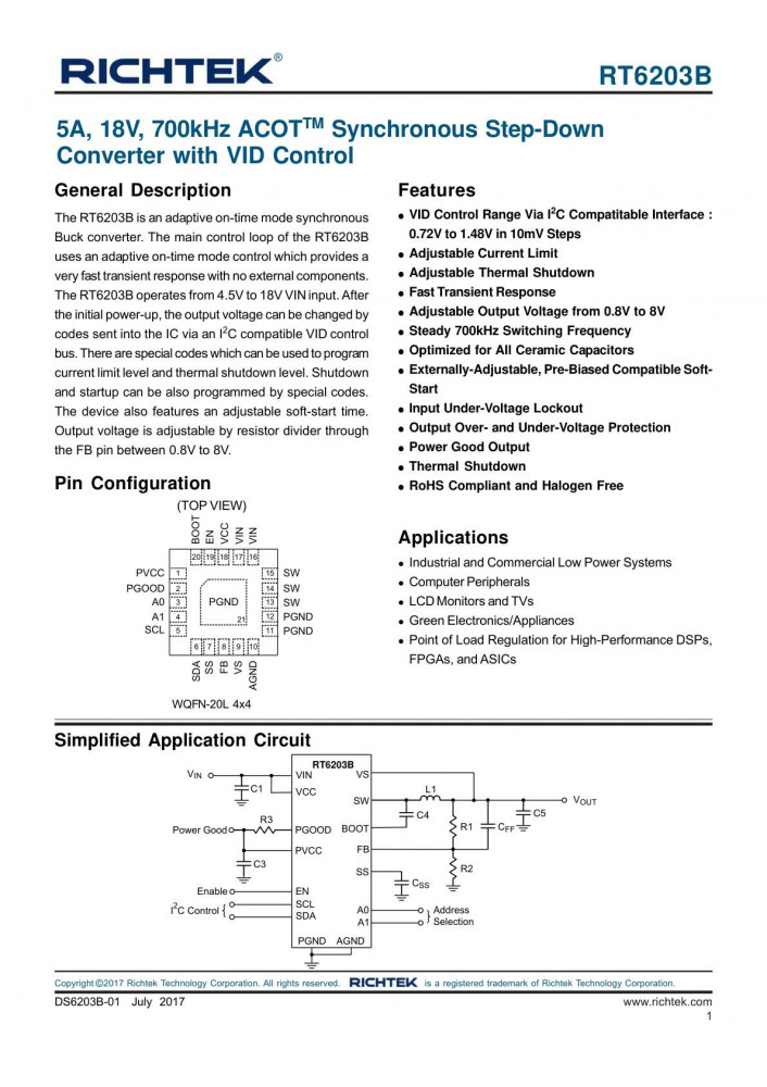RT6203B datasheet page 1