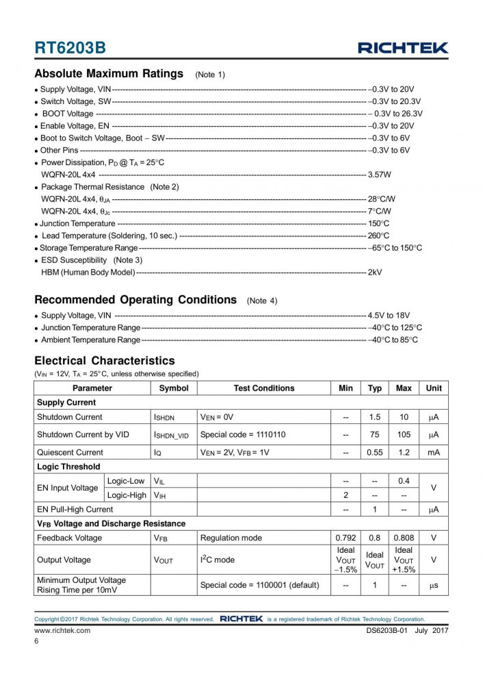 RT6203B datasheet page 6
