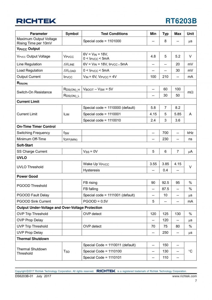 RT6203B datasheet page 7