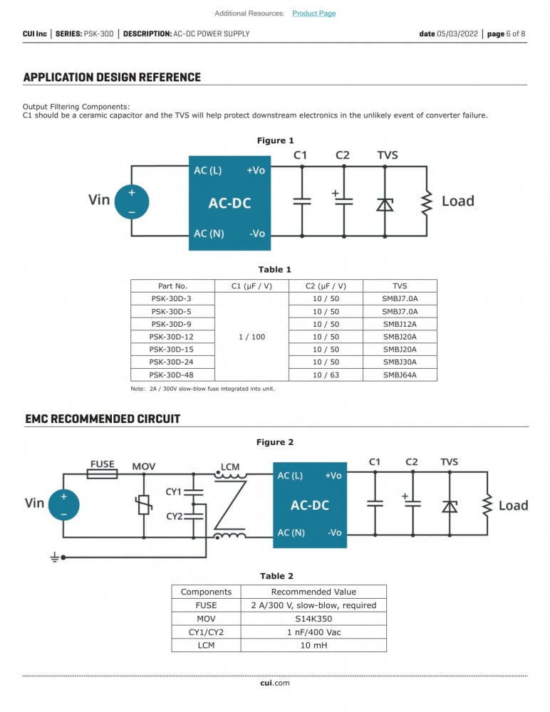 CUI PSK-30D series datasheet page 6