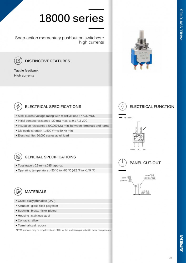 APEM 18000 series datasheet page 10