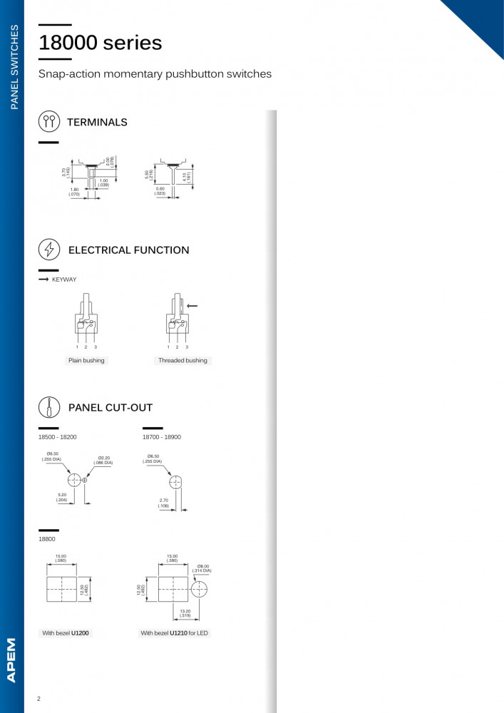 APEM 18000 series datasheet page 2