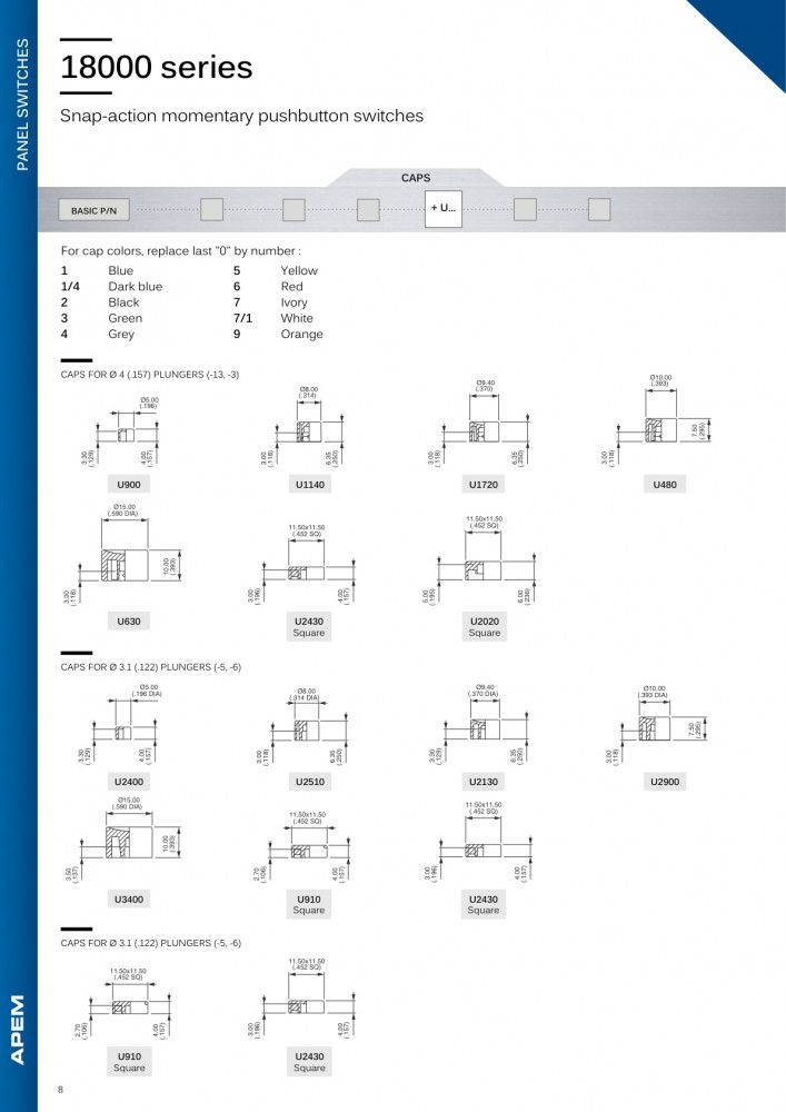 APEM 18000 series datasheet page 8