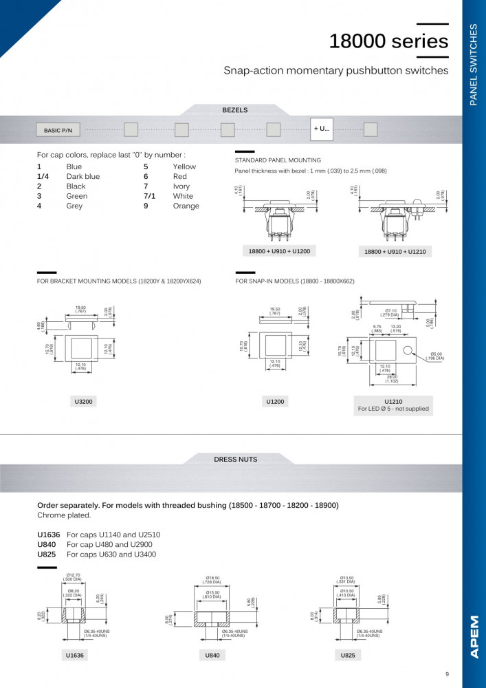 APEM 18000 series datasheet page 9