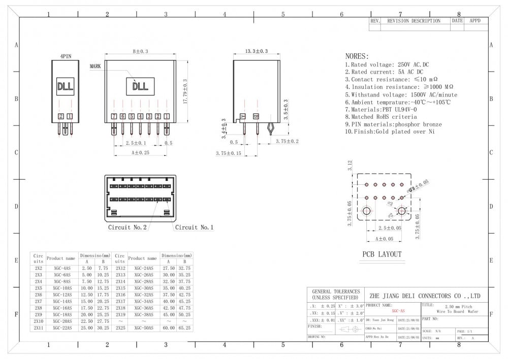 DLL XGC-T technical drawing page 1