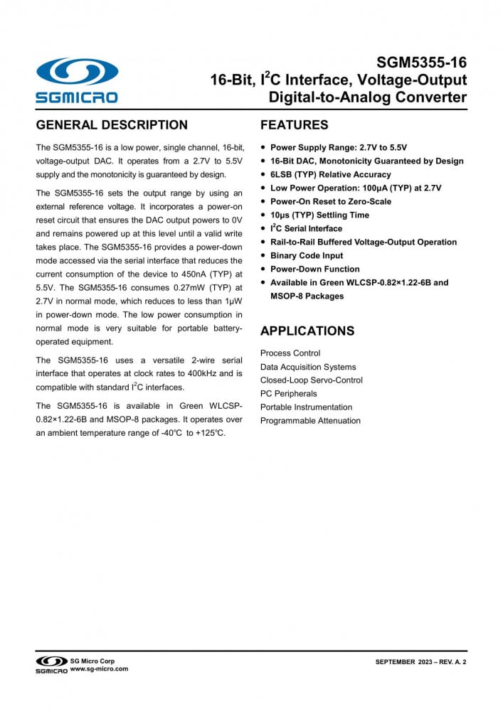 SGM5355-16 datasheet page 1