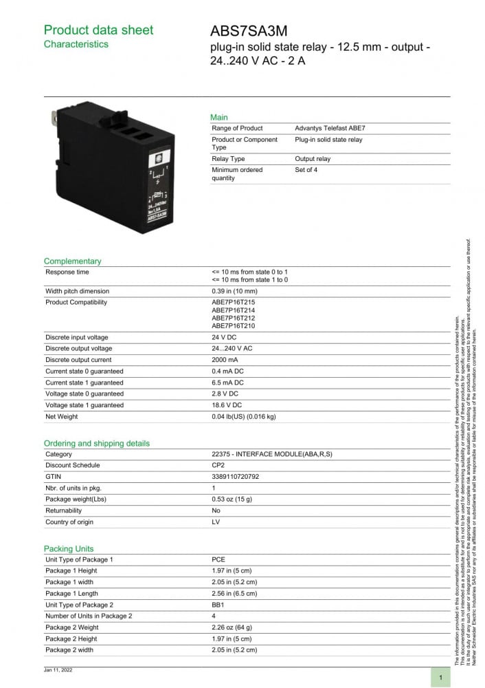 ABS7SA3M technical document page 1