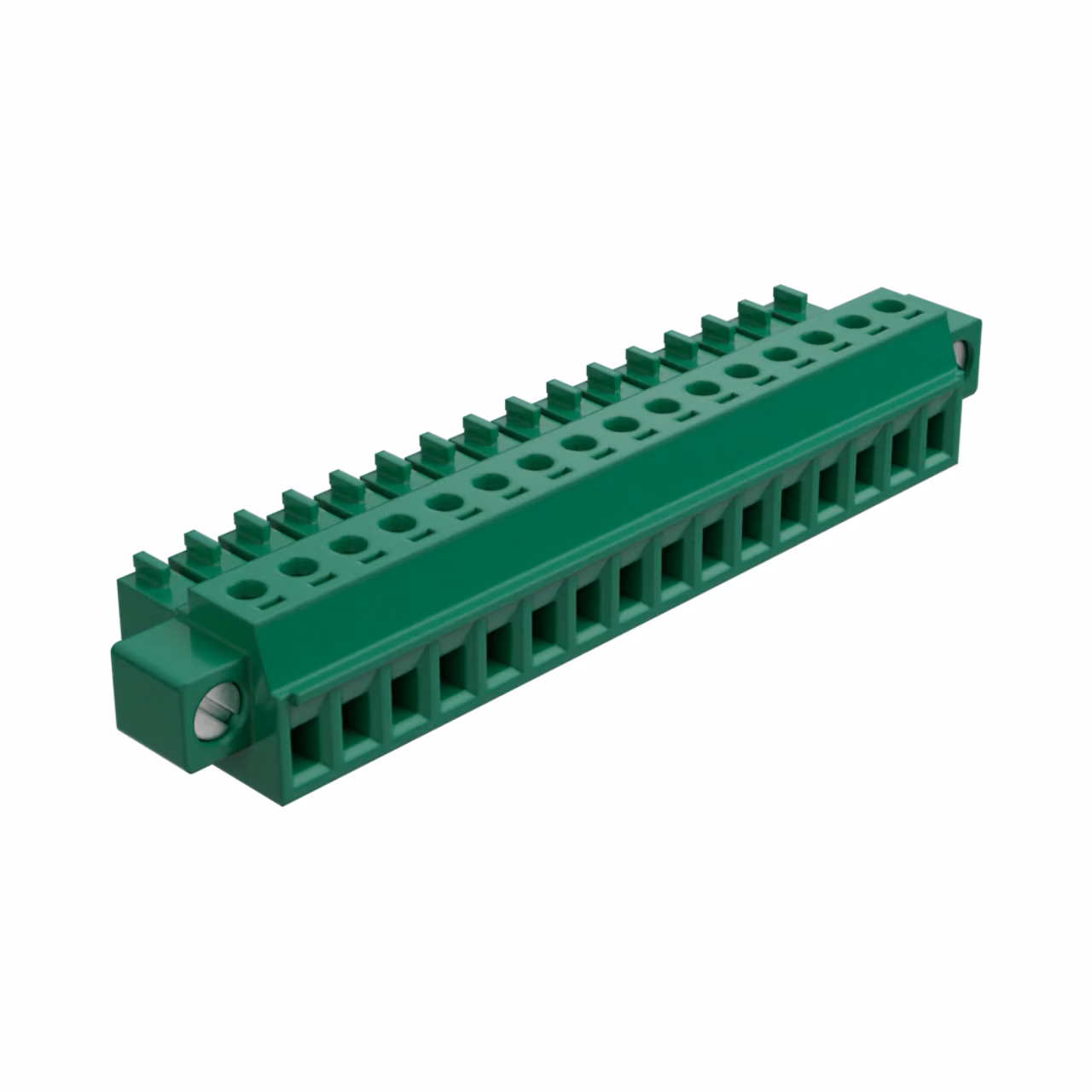 3.81mm Pitch Eurostyle Horizontal Plug, with Retention Screws and Standard Imprinting, Green Housing, 16 Circuits for sale