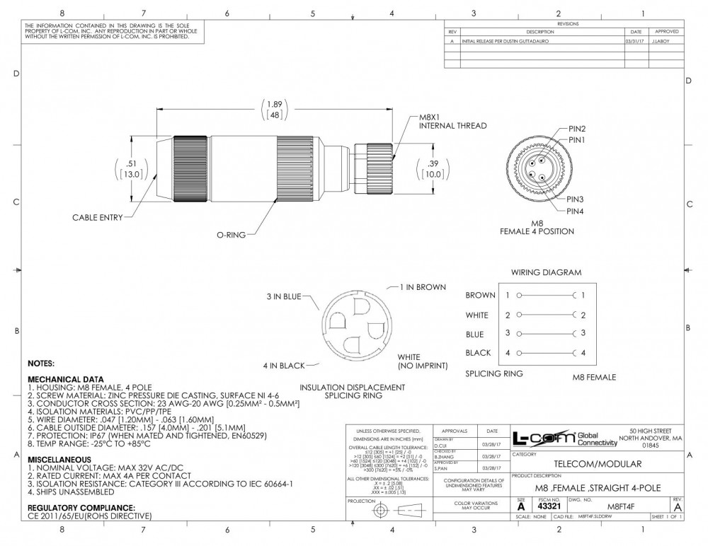 L-com M8FT4F technical document preview