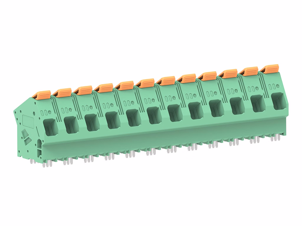 15.00mm Pitch Lever Activated Fixed Mount PCB Terminal Block, 35° Wire Entry, Bussed Terminals, 12 Circuits for sale