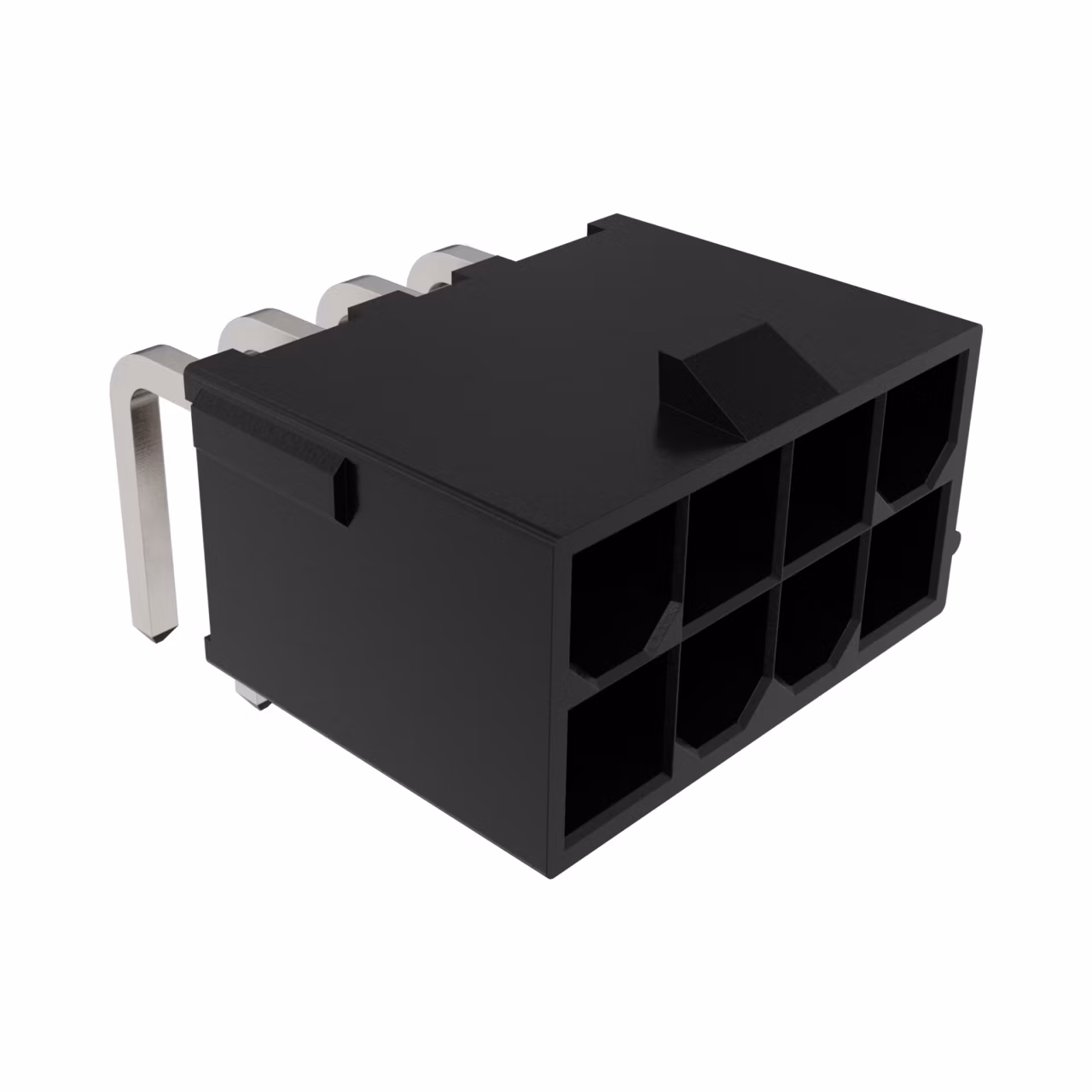 Mini-Fit Jr. Reflow Solder Capable Header, Right-Angle, Dual Row, 4 Circuits, without Mounting Peg, Gold (Au) Plating, Glow-Wire Capable, Tape and Reel