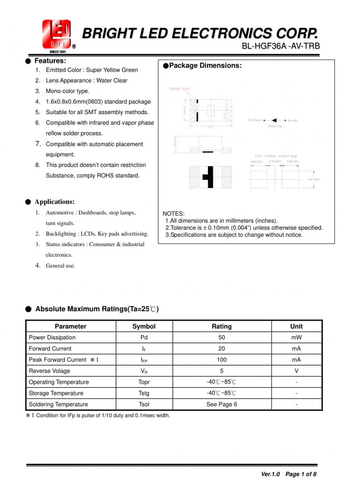 BL-HGF36A-AV-TRB datasheet page 1