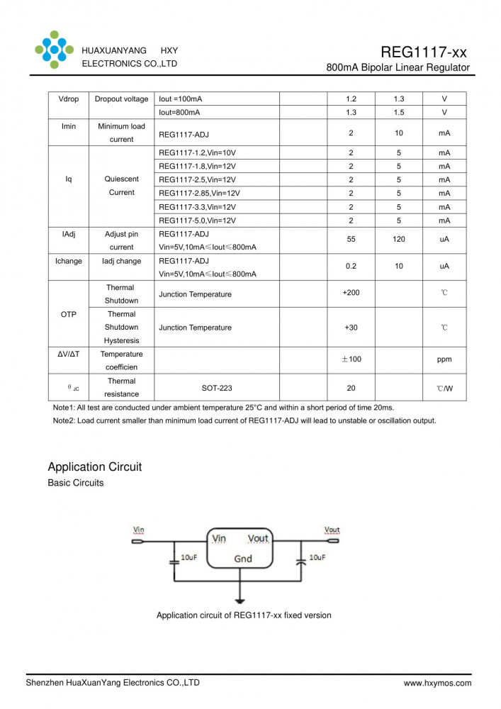 REG1117-3.3-HXY technical document page 4