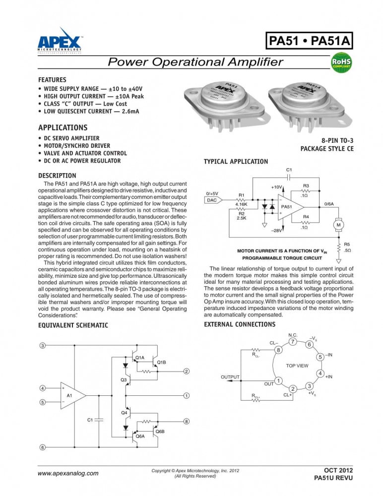 PA51 datasheet page 1