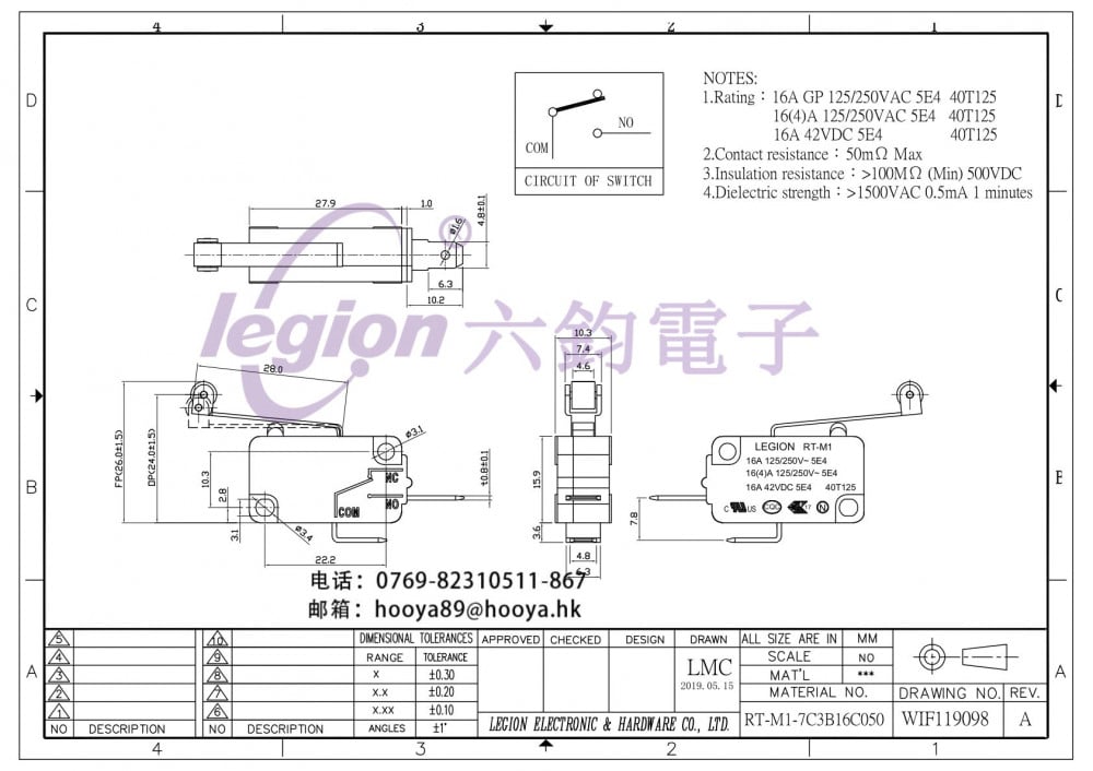 Legion RT-M1-7C3B16C050 product document