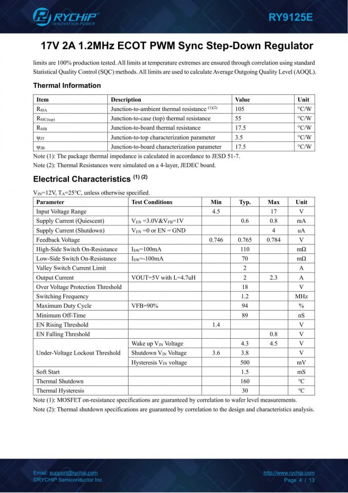 RY9125E datasheet page 4
