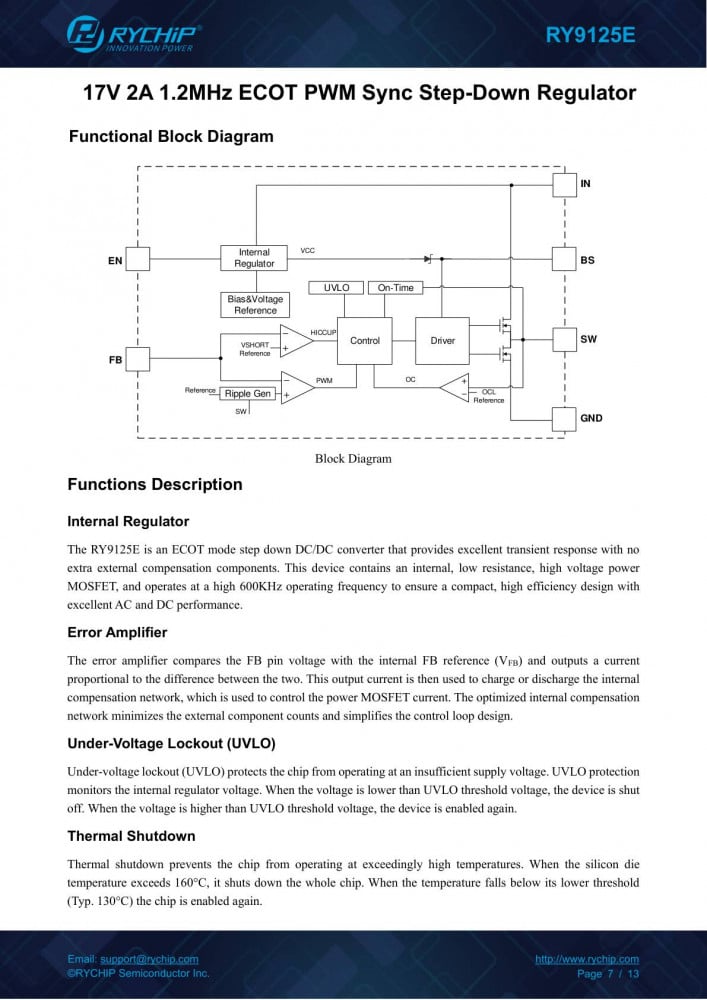 RY9125E datasheet page 7