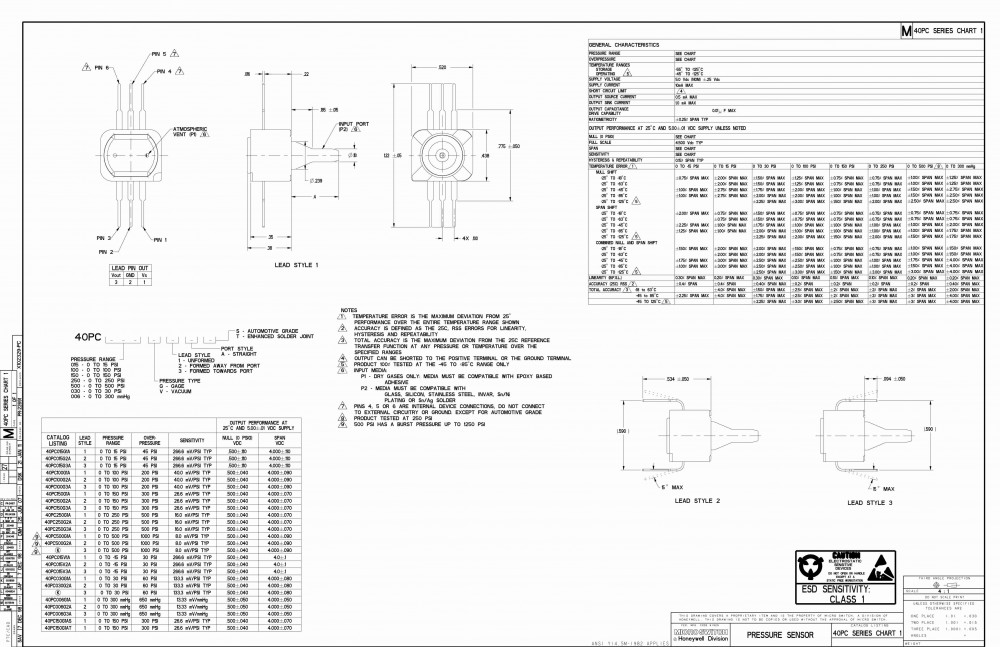 Honeywell 40PC series datasheet page