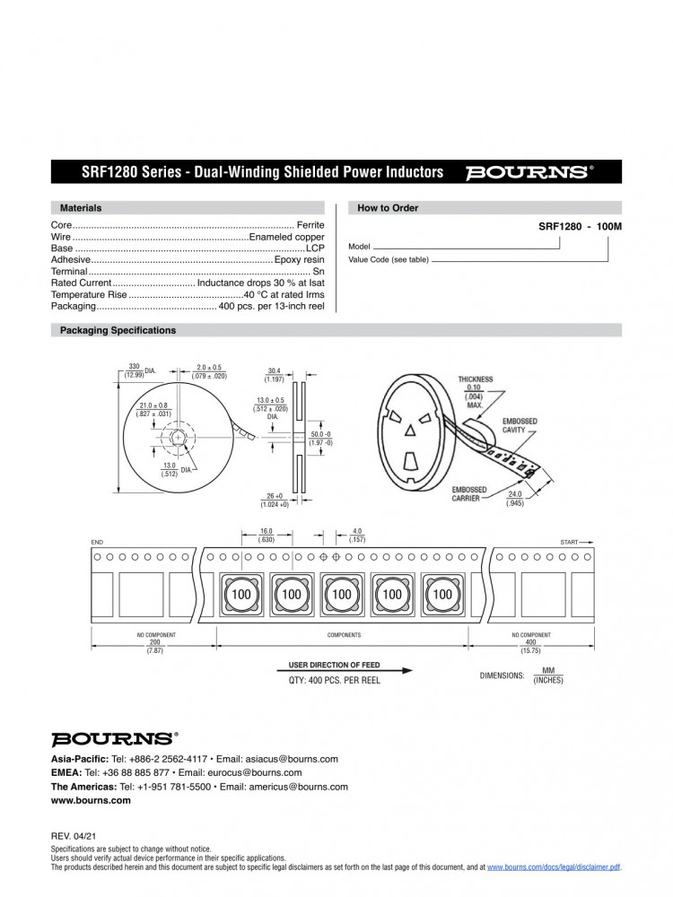 BOURNS SRF1280 datasheet page 2