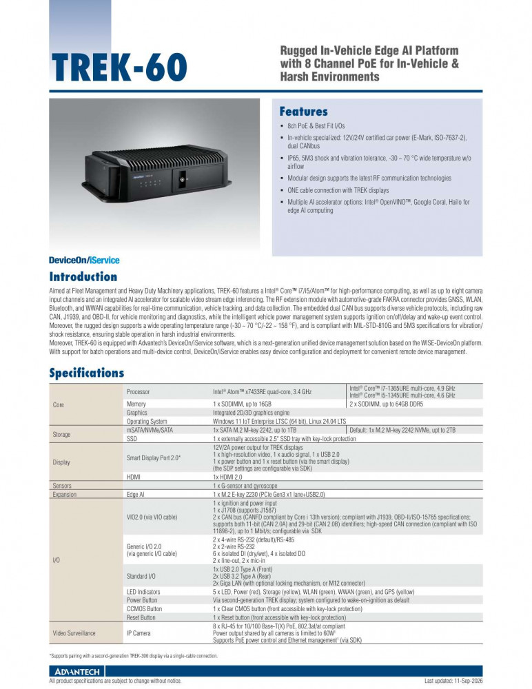 TREK-60 product document, page 1