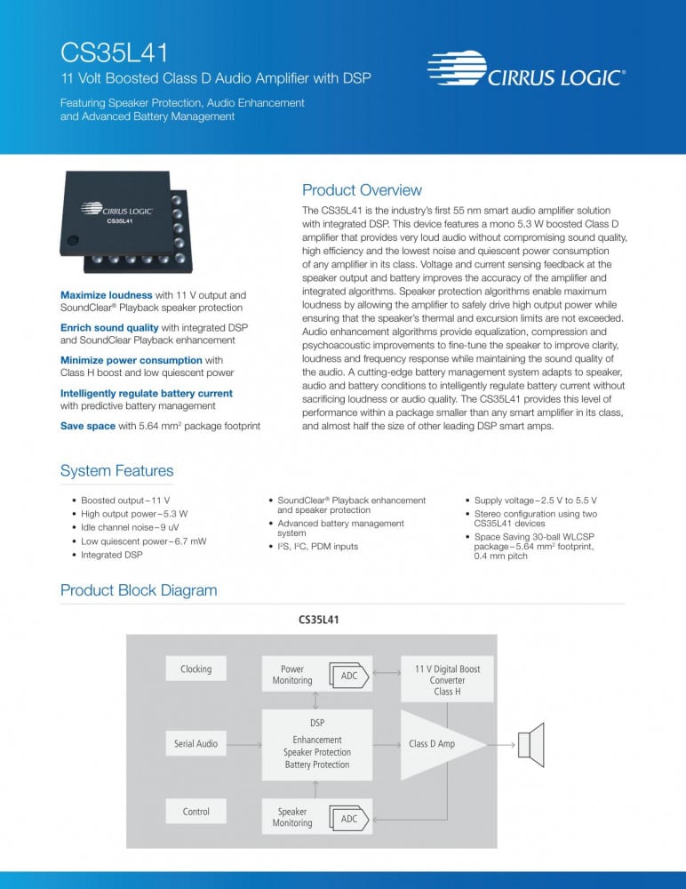 CS35L41B-CWZR technical document page 1