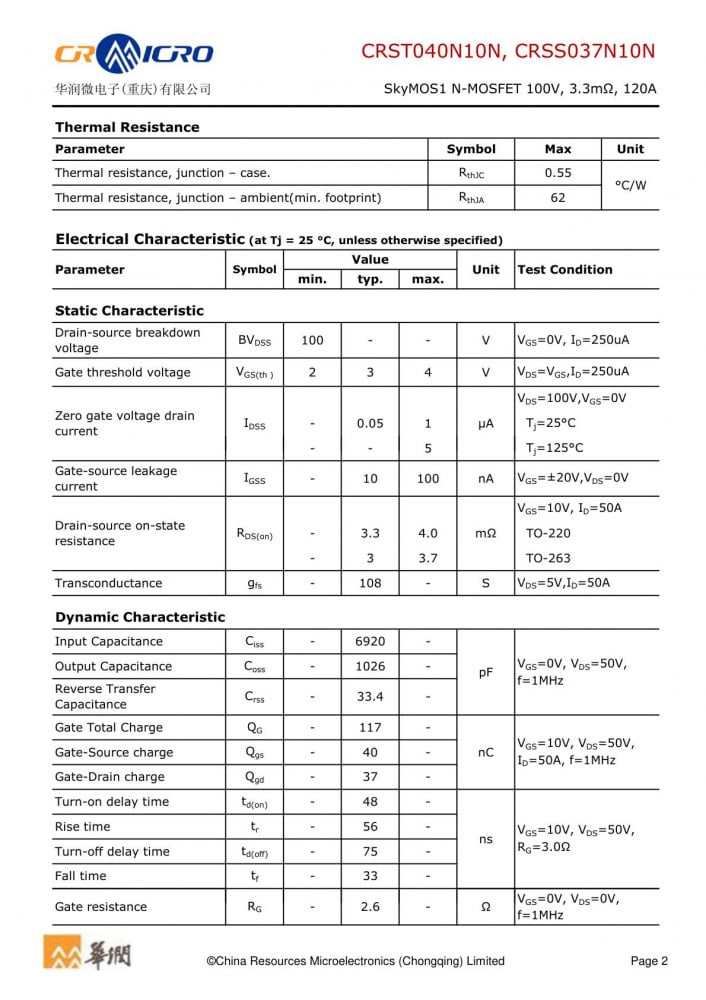 CRST040N10N datasheet page 2
