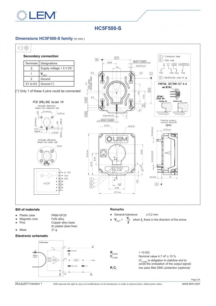 HC5F500-S technical document page 2