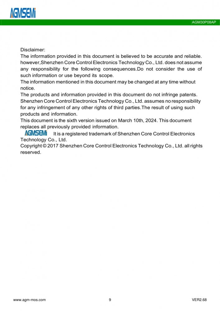 AGM30P08AP datasheet page 9