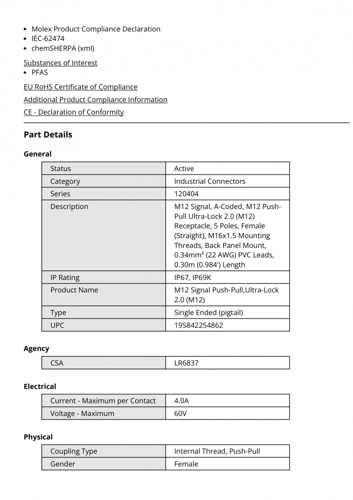 Molex product specification page image 2