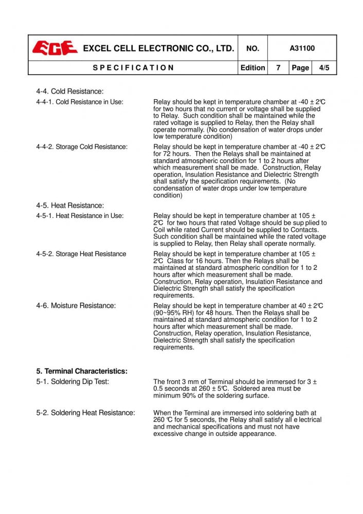 ECE ETR GQ relay specification page 4