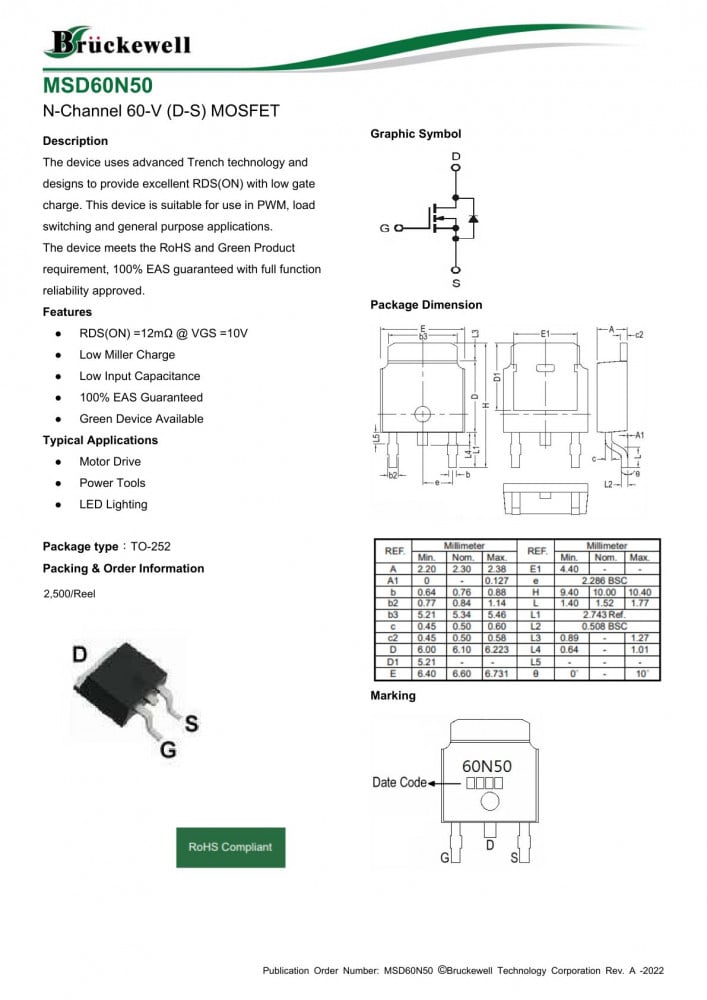 MSD60N50 datasheet page 1
