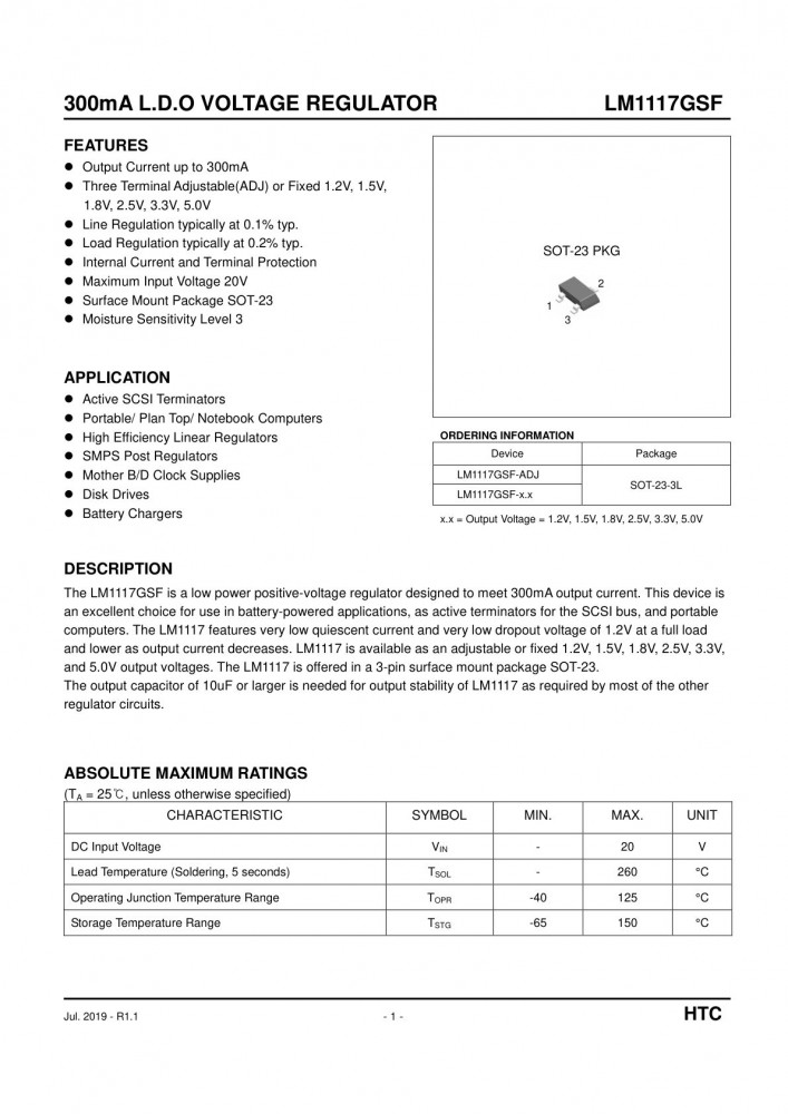 LM1117GSF datasheet page 1