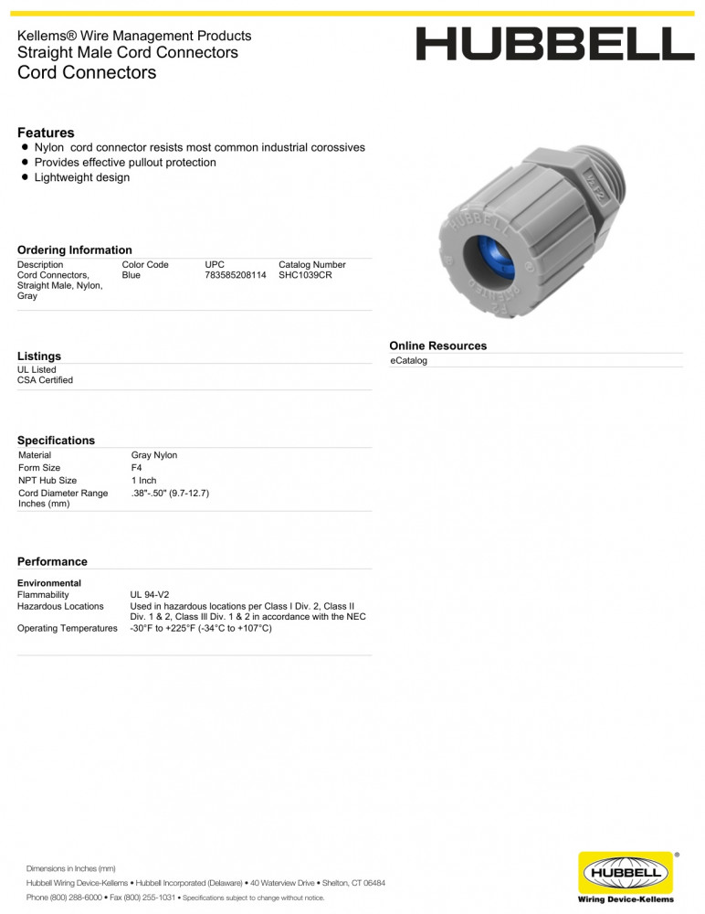 SHC1039CR product documentation image