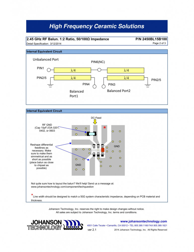 2450BL15B100E datasheet page 2