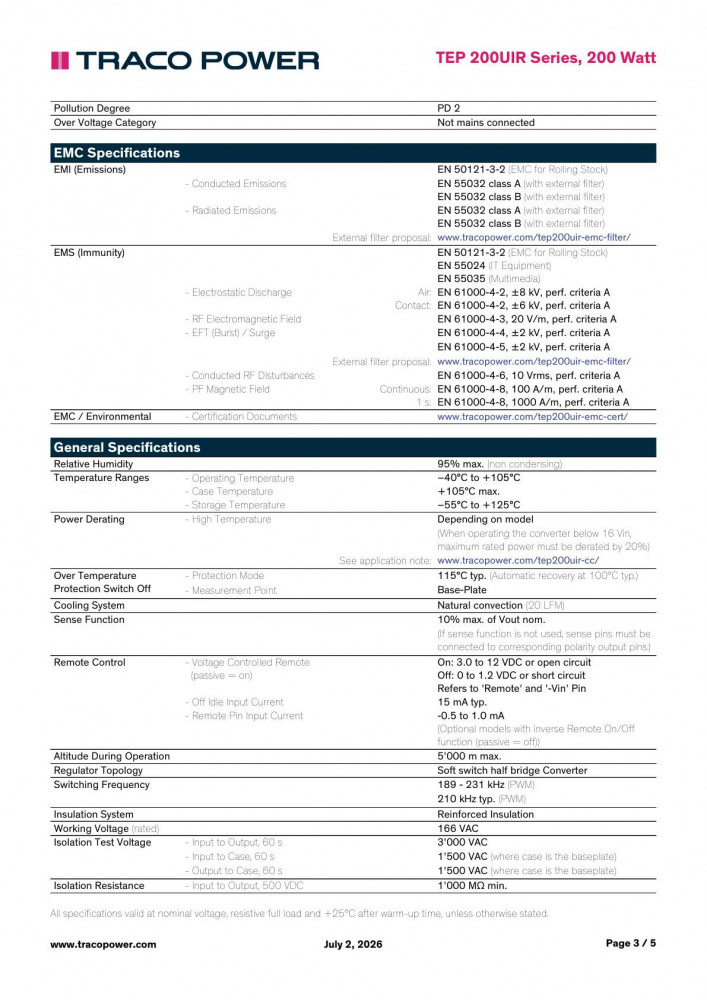 TEP 200UIR technical document page 3