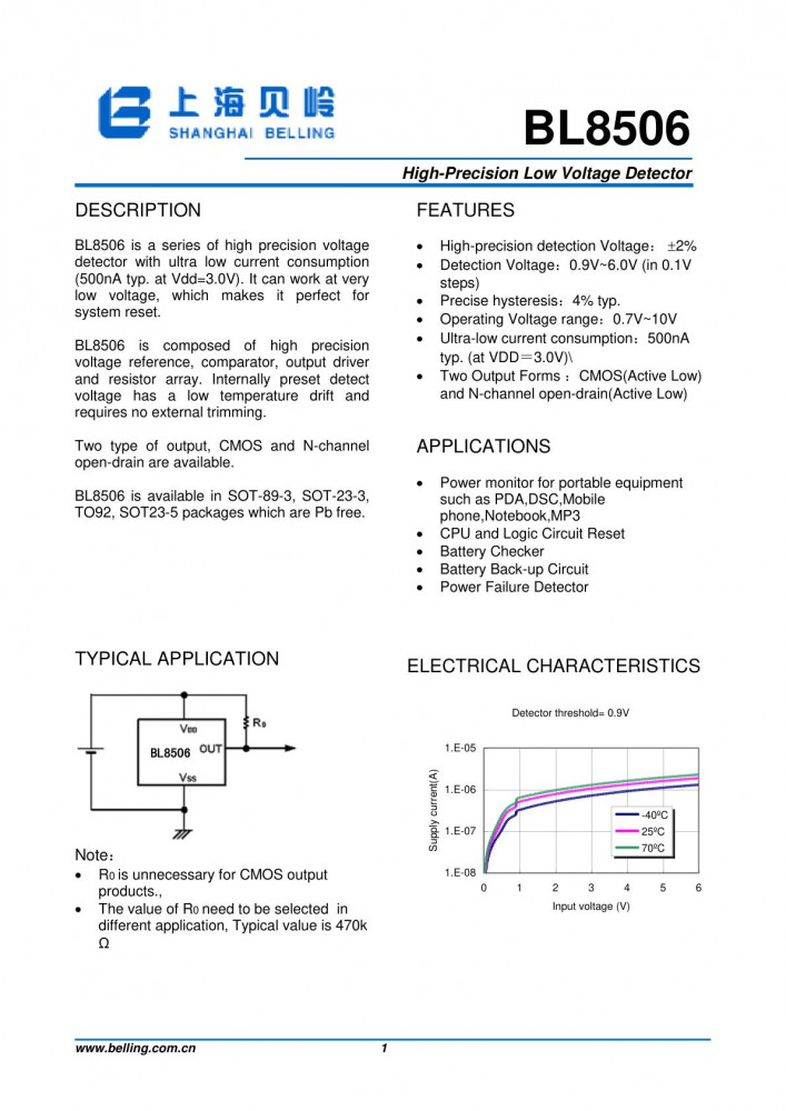 BL8506 datasheet page 1