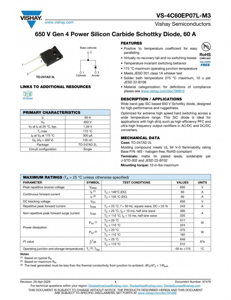 VS-4C60EP07L-M3 datasheet page 1