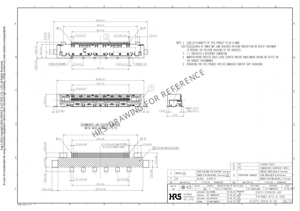 HRS FX16M2-41S-0.5SH drawing page 1