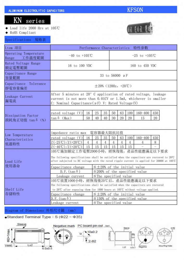 KFSON KN series datasheet page 1