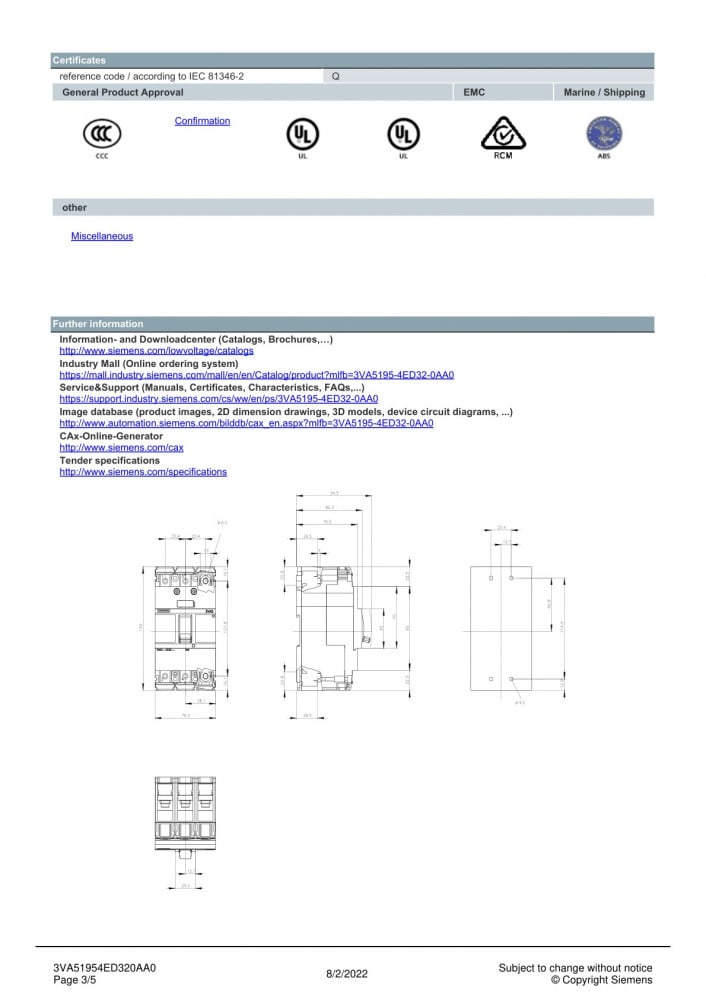 3VA5195-4ED32-0AA0 datasheet page 3
