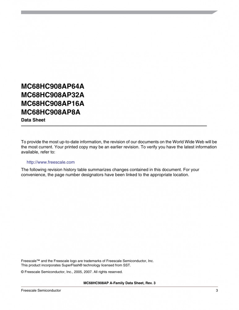 MC908AP32ACB datasheet preview page 3