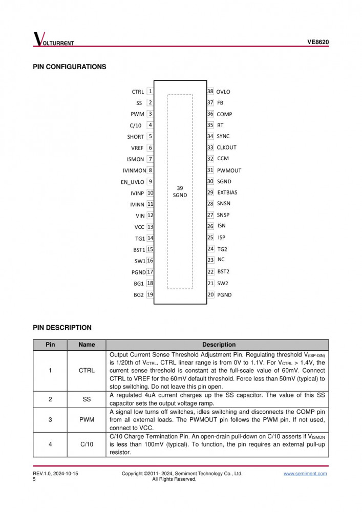 VE8620 datasheet page 5