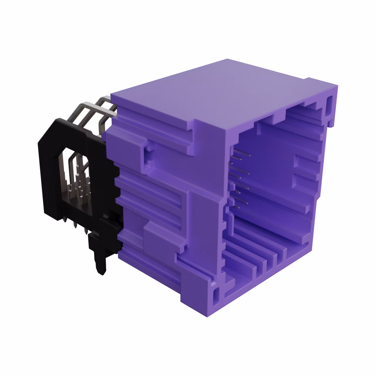 stAK50h Right-Angle Hybrid Header, 32 Circuits, Key 4, Purple, Tray for sale