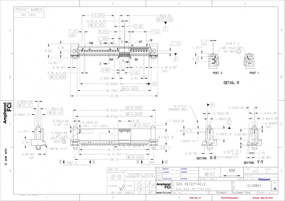 Amphenol 10128807 drawing page 1
