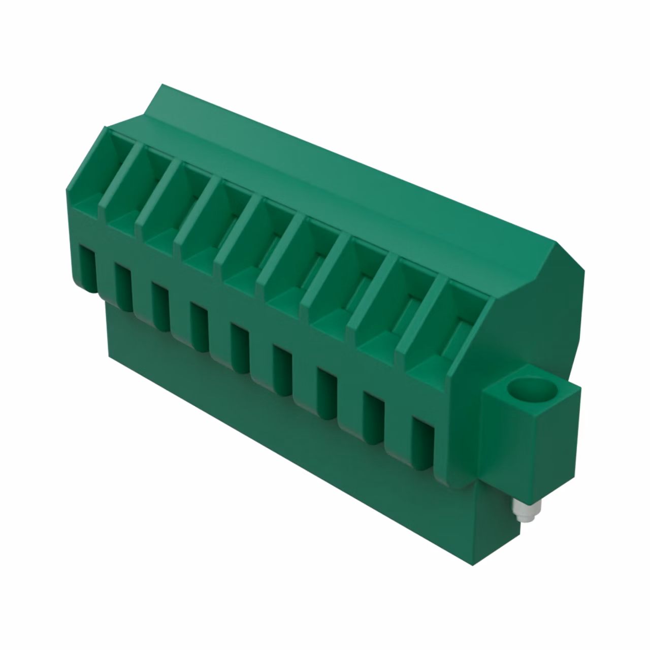 5.08mm Pitch Eurostyle 45° Wire Entry Plug, with Mounting Ends, 9 Circuits, Green for sale