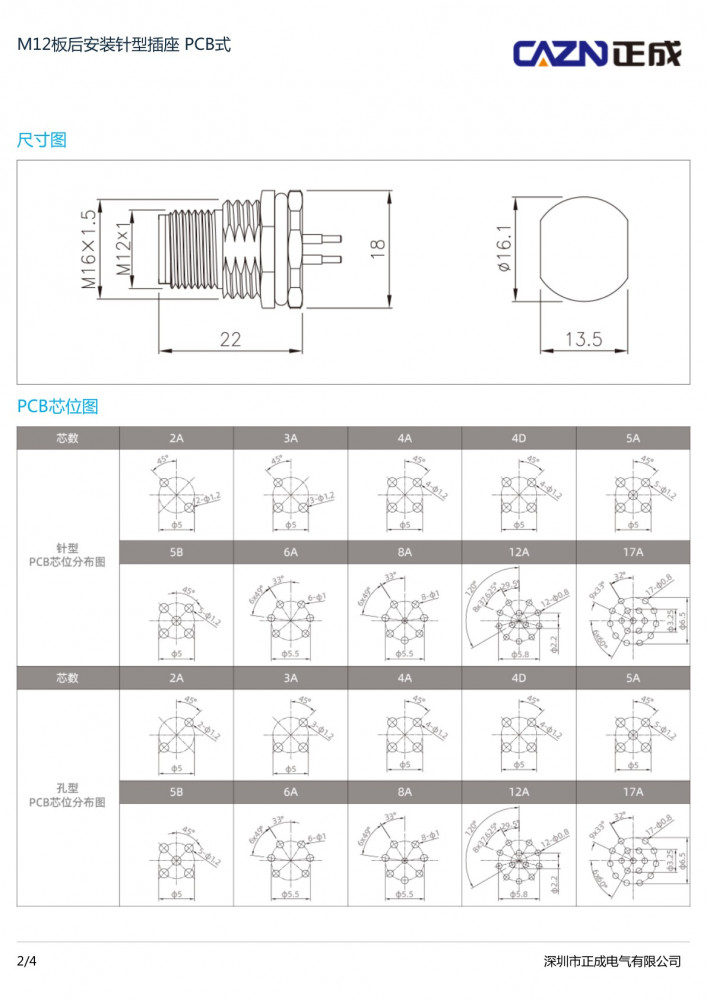 CAZN M12 mechanical drawing