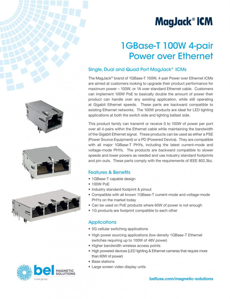 Bel Fuse 0826-1X1T-HS-F technical document page 1
