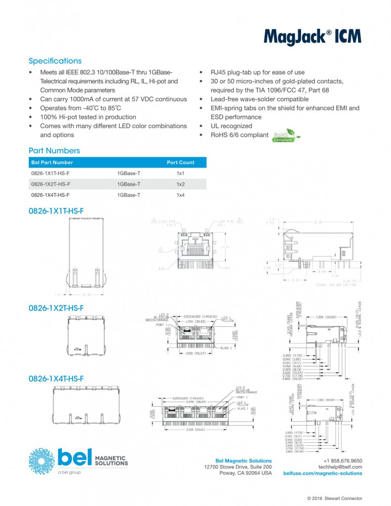 Bel Fuse 0826-1X1T-HS-F technical document page 2